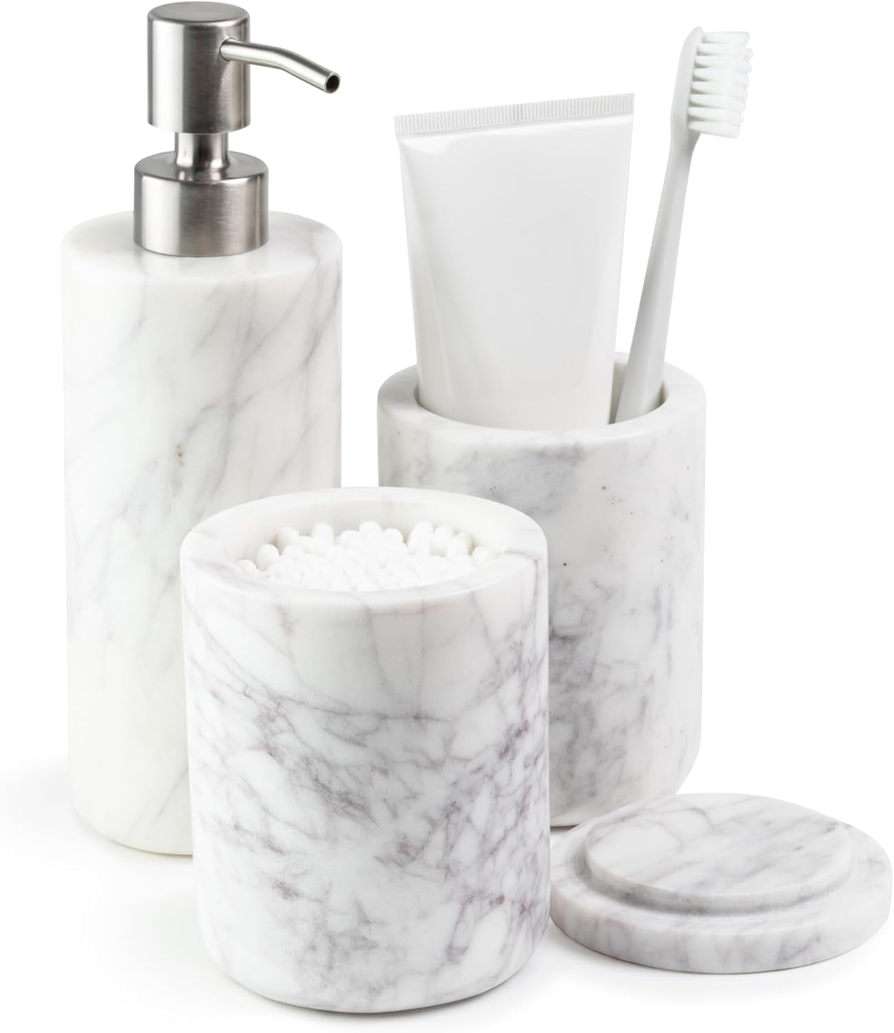 Marble Bathroom Accessories Set, Complete 3 Piece Set with Soap ...