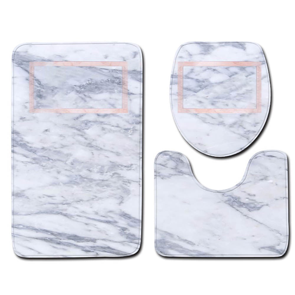 Marble Bathroom Rug Set 3PCS, Non- Shower Mat, Ultra Soft Absorbent ...