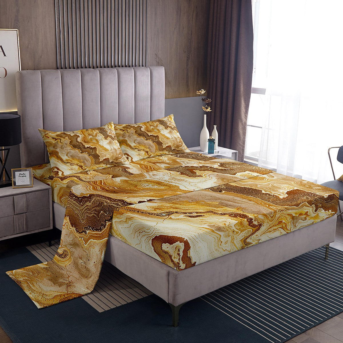 Marble Bed Sheets Set Full Ink Fluid Sheet Set Modern Marbling Art ...