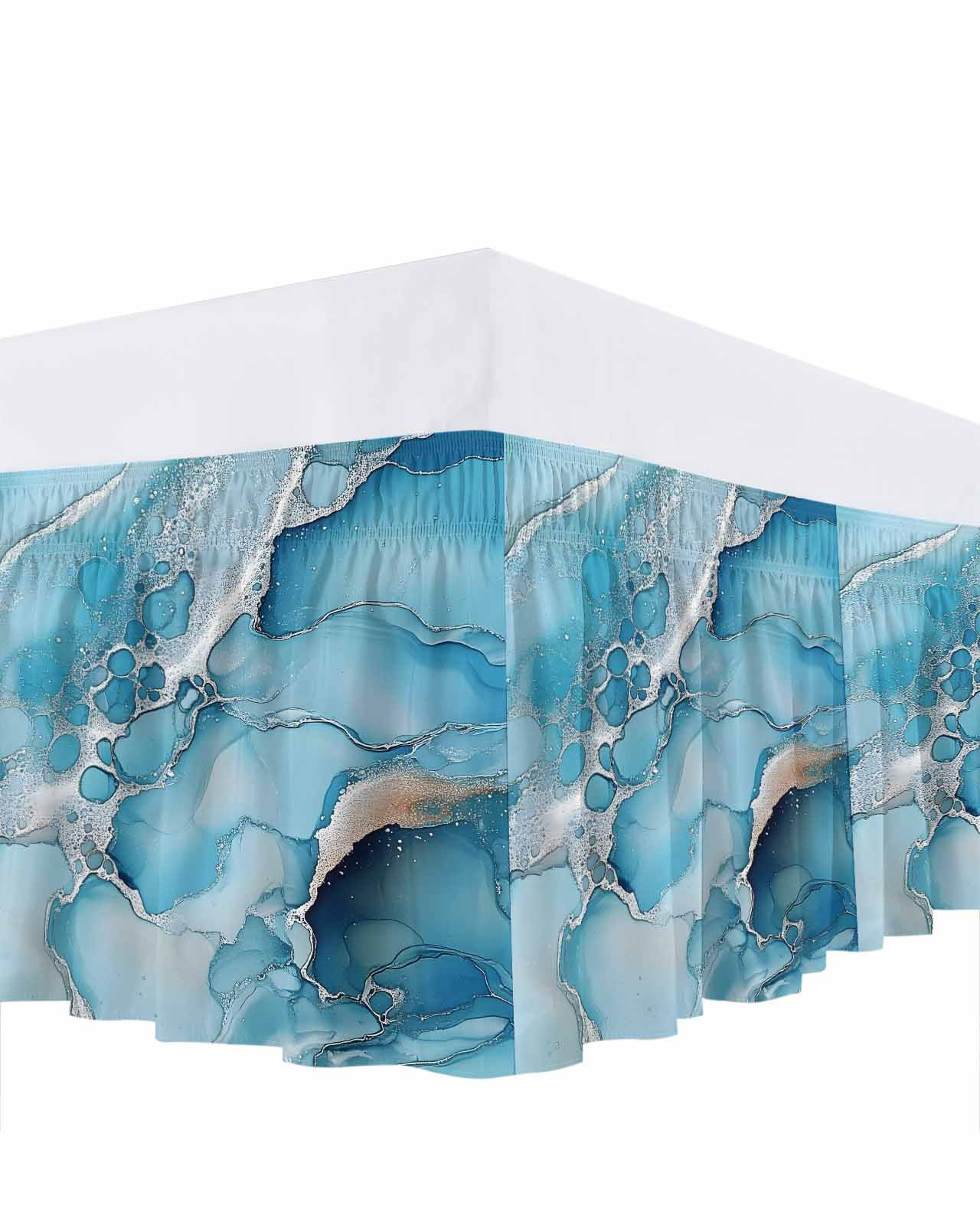 Marble Bed Skirt King Size 16" Drop Abstract Art Blue Gradient Cave ...