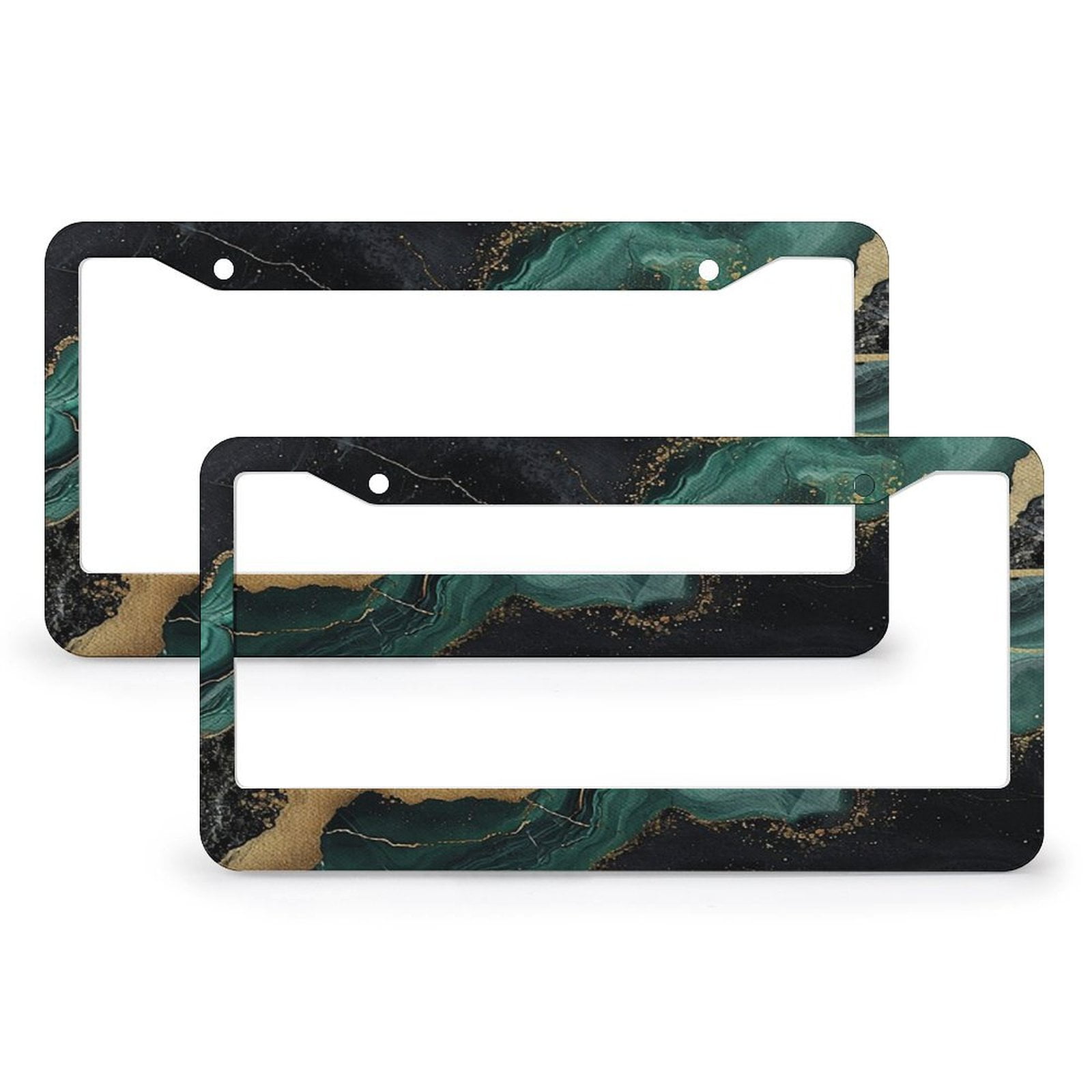 Marble Black And Green License Plate Frame Holder - 2 Pack Universal ...