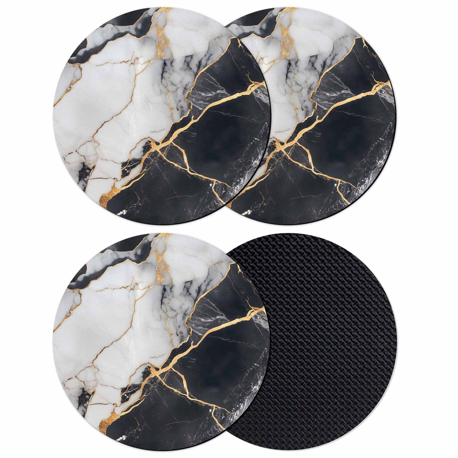 Marble Black Coasters Set of 4, Soft Absorbent Coasters for Drinks ...