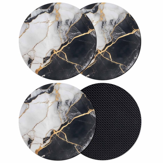 Marble Black Coasters Set of 4, Soft Absorbent Coasters for Drinks ...
