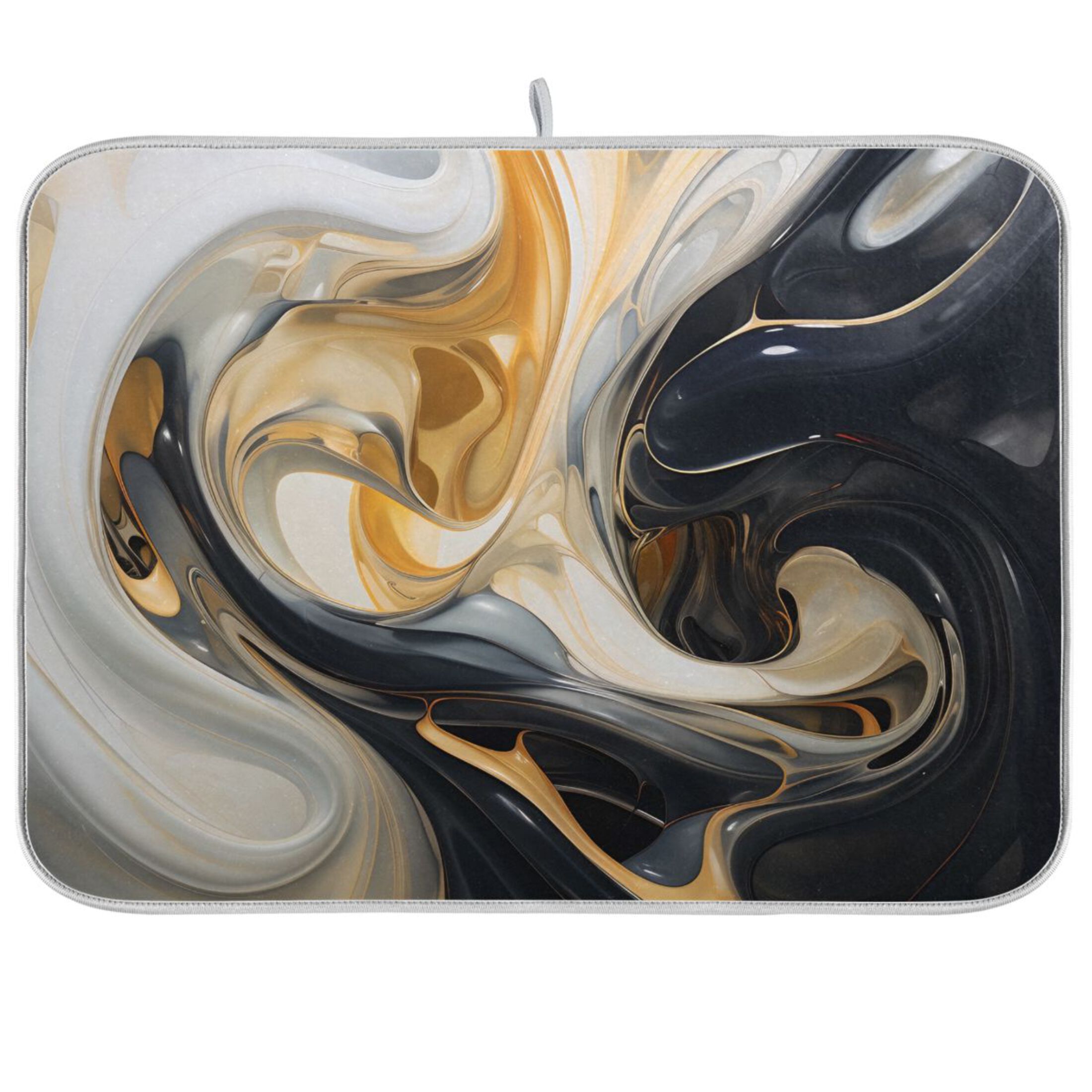 Marble Black and White Dish Drying Mat Microfiber Kitchen Pad Large ...