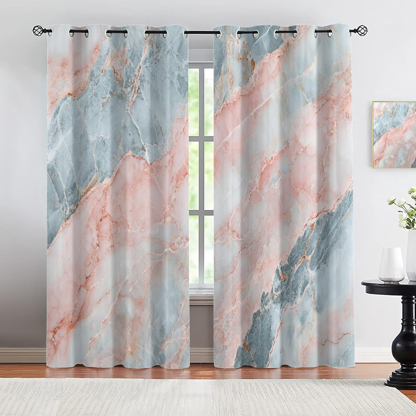 Marble Blackout Curtains, Modern Marble Curtains, Light Luxury Curtain ...