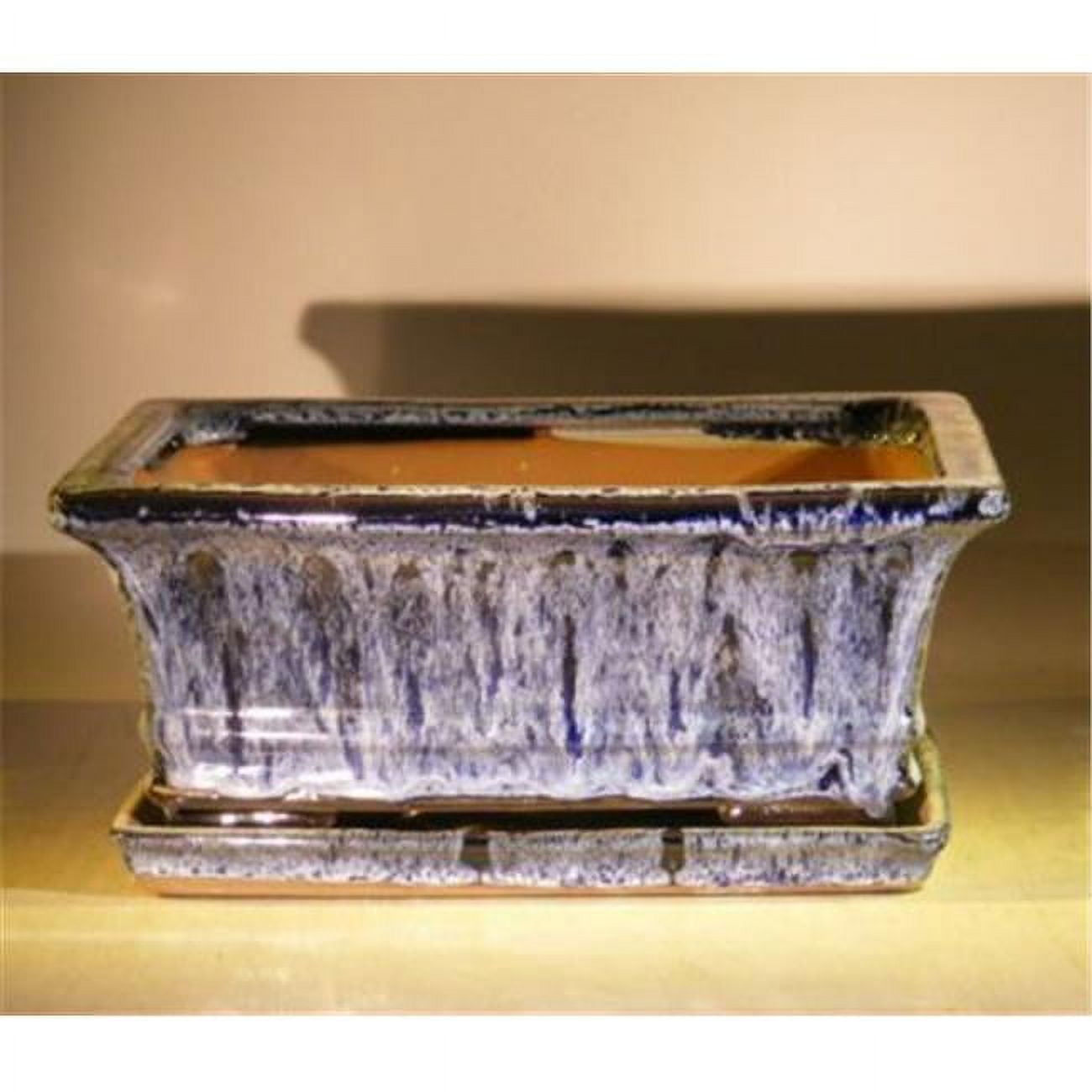 Marble Blue Ceramic Bonsai Flower Pot - Rectangle Professional Series ...