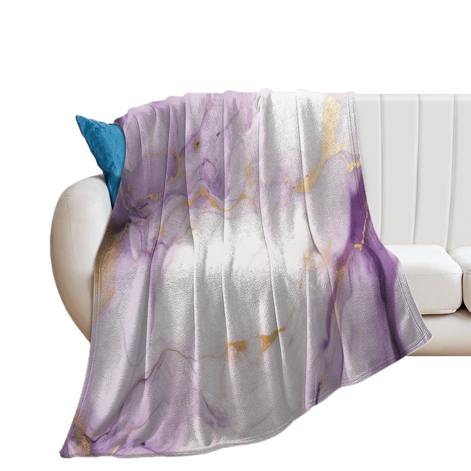 Marble Blue Greene Purple And Gold Stripes Soft Print Blanket Throw ...