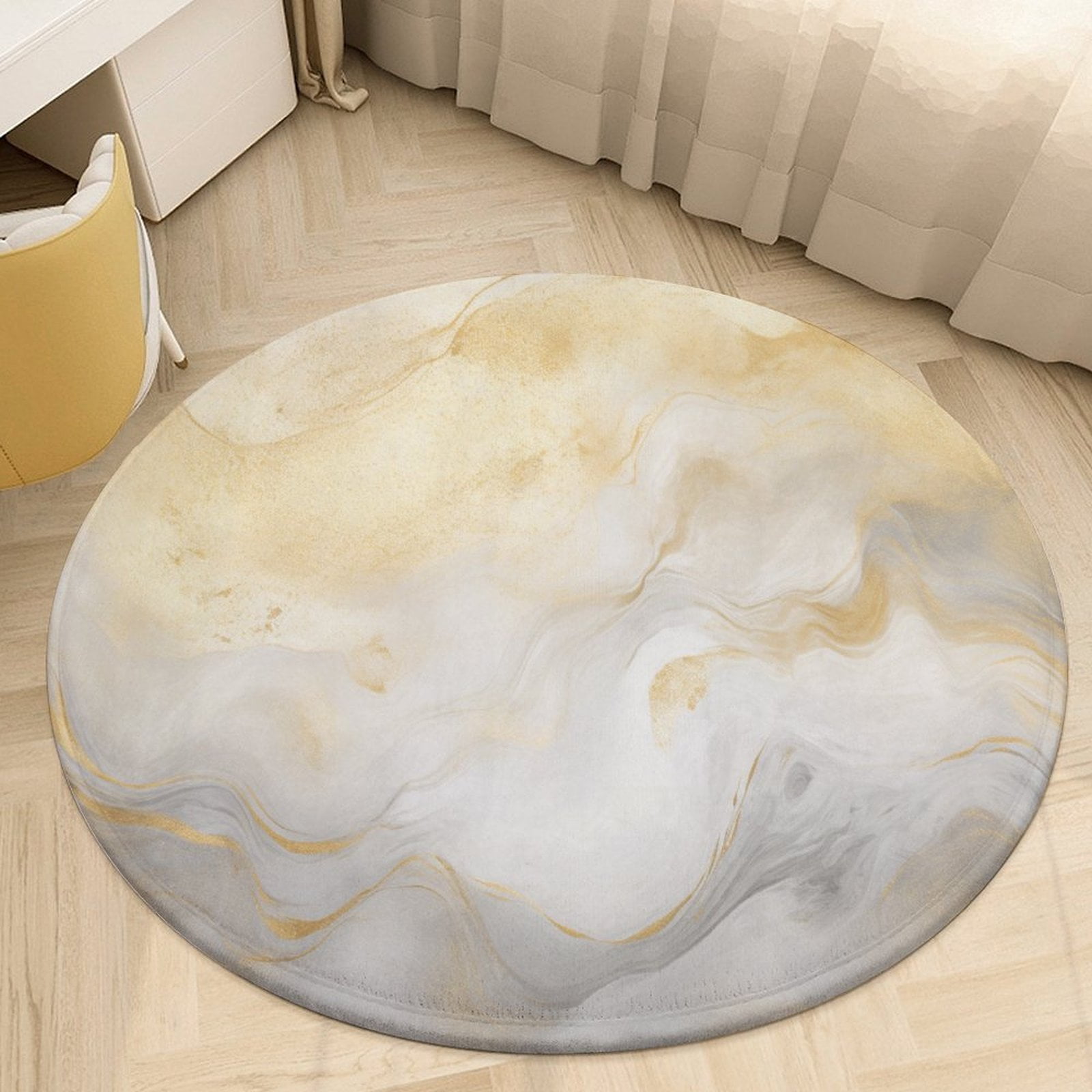 Marble Blue Greene Purple And Gold Stripes Soft Bedroom Round Area Rug ...