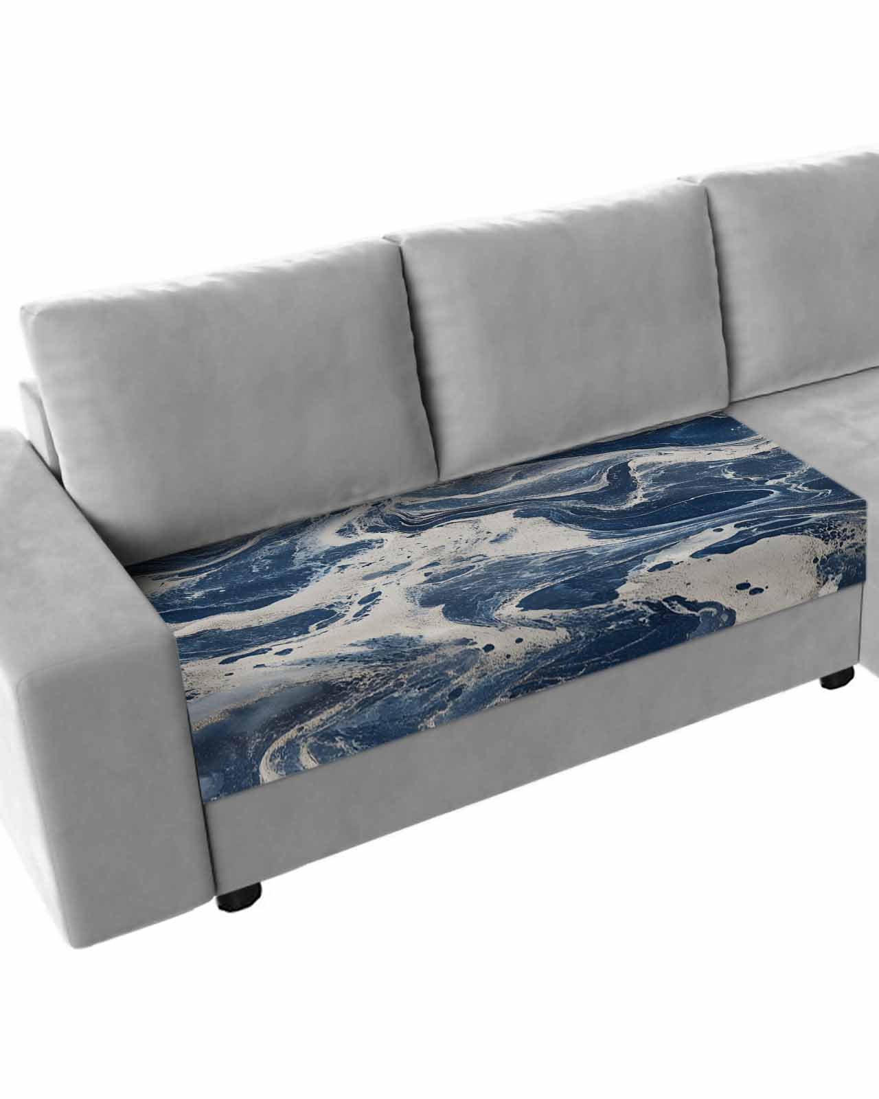 Marble Blue White Sofa Couch Cushion Covers Washable, Removable ...
