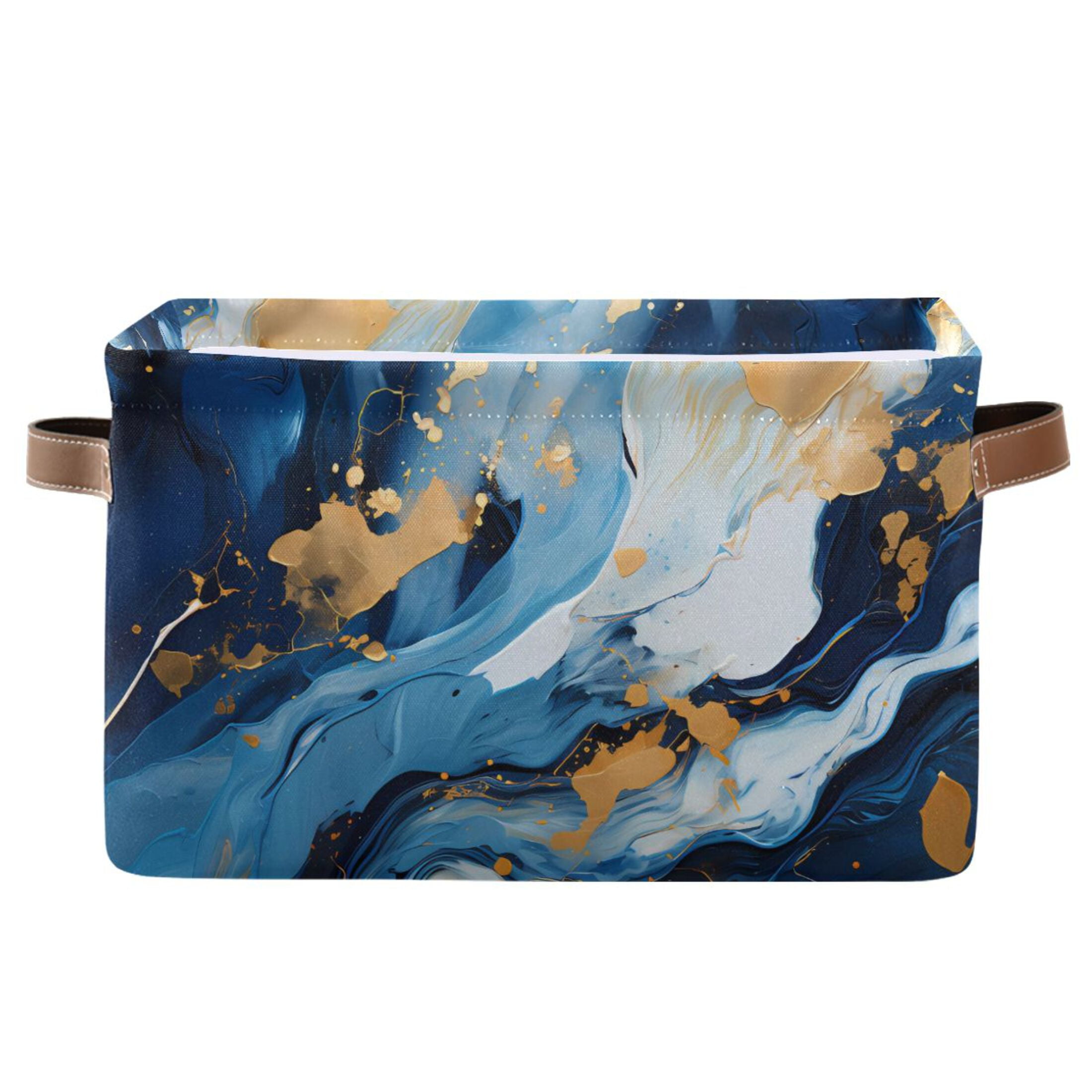 Marble Blue and Gold Storage Basket Large Bin Laundry Boxes Toys ...