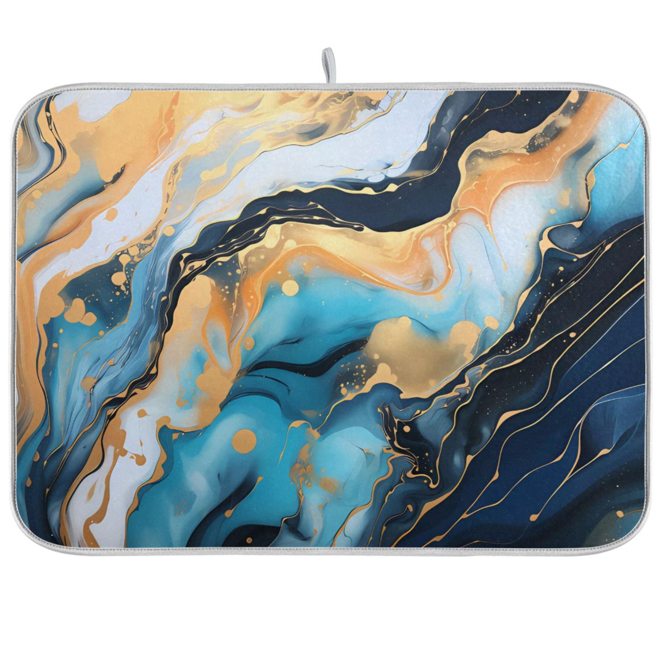 Marble Blue and Golden Dish Drying Mat Microfiber Kitchen Pad Large ...