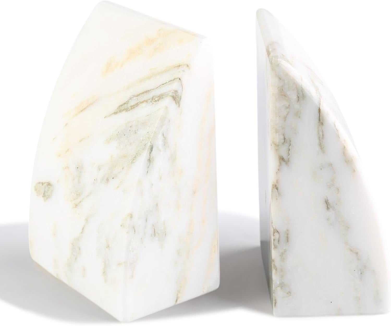 Marble Bookends for Shelves, Large Bookends for Heavy Books, Natural ...