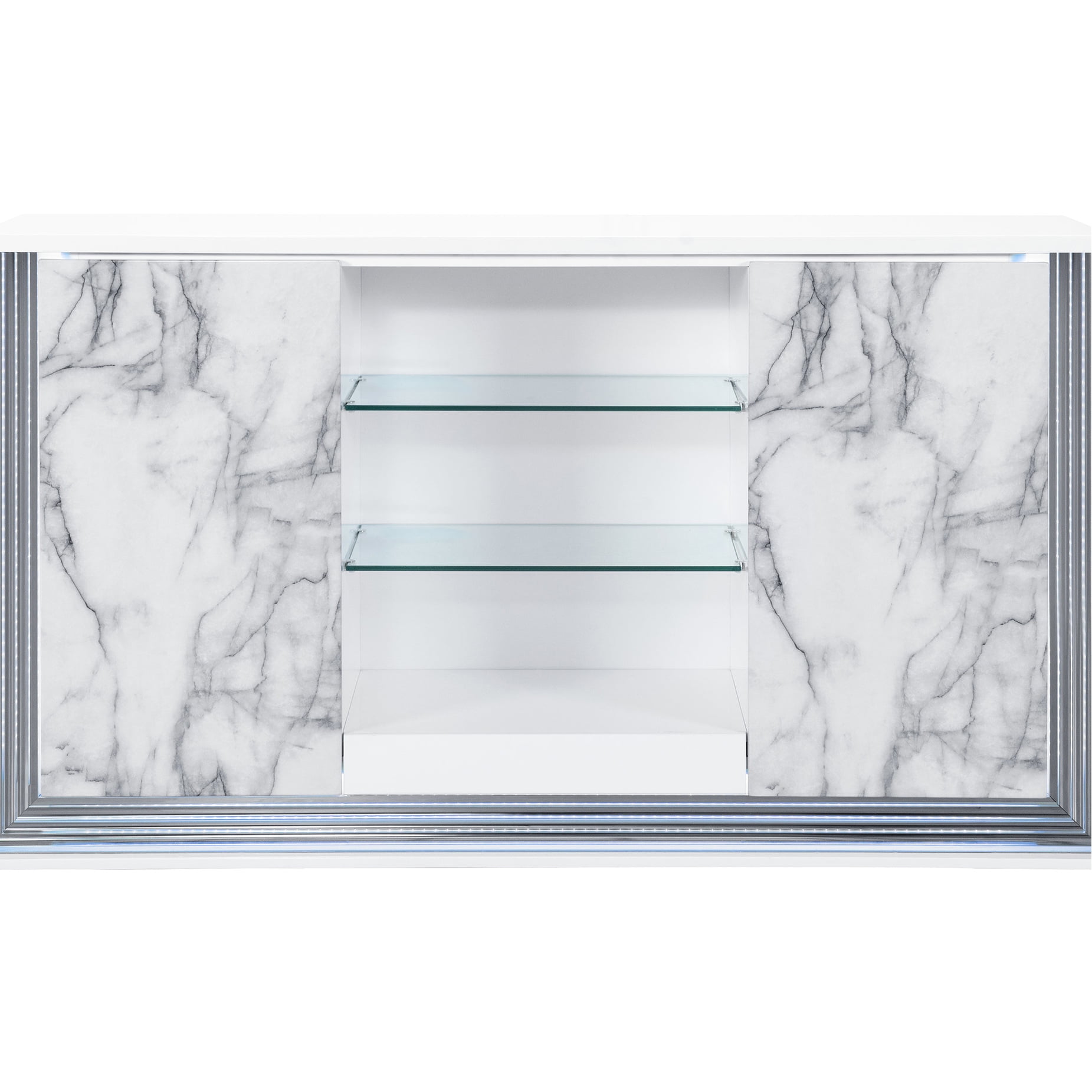 Marble Buffet | Modern Touch for Guest Rooms | MDF with Chrome Accents | Solves Storage Shortage ...