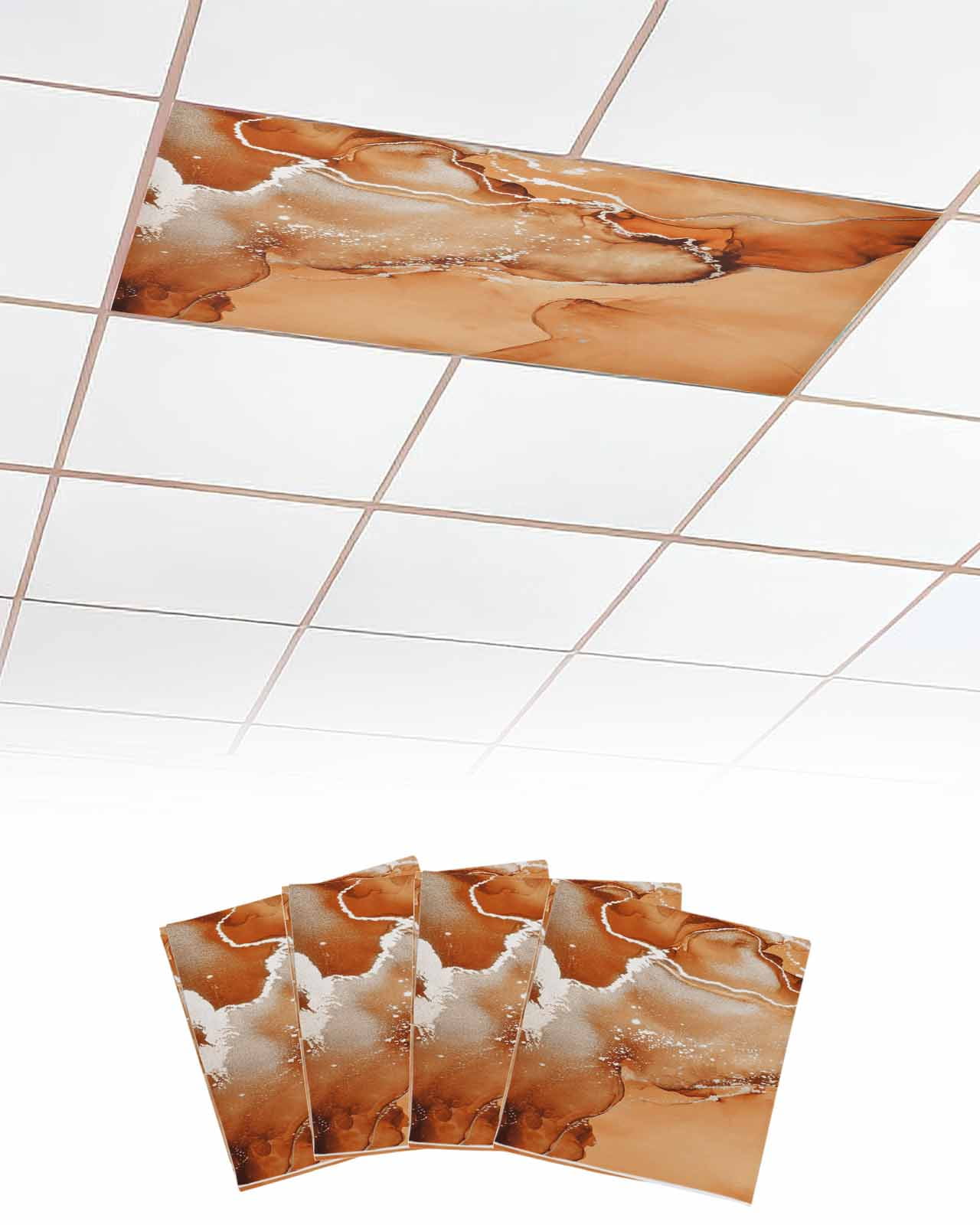Marble Burnt Orange Fluorescent Light Covers for Ceiling Lights 4x2 ...