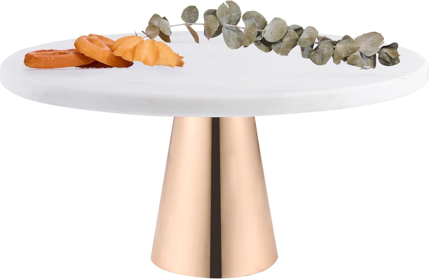 Marble Cake Stand, 10 Inch Whie Round Marble Cake Plate with Gold Stand ...