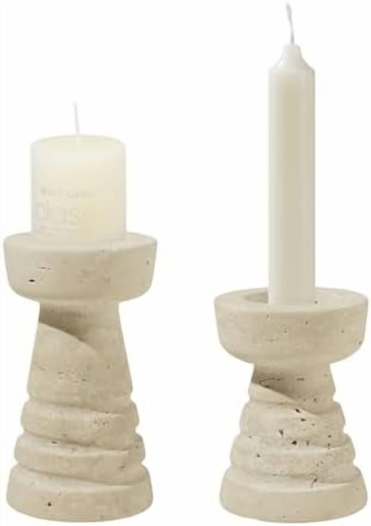 Marble Candle Holder Set of 2 - Natural Stone Candlesticks for Taper ...