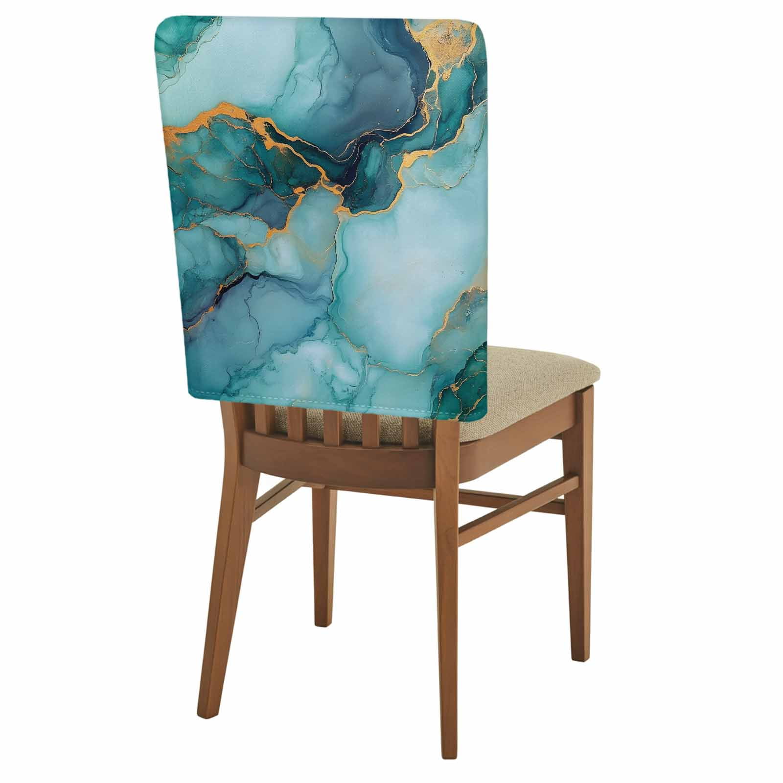 Marble Chair Back Covers Set of 8, Abstract Art Teal Green Gradient ...