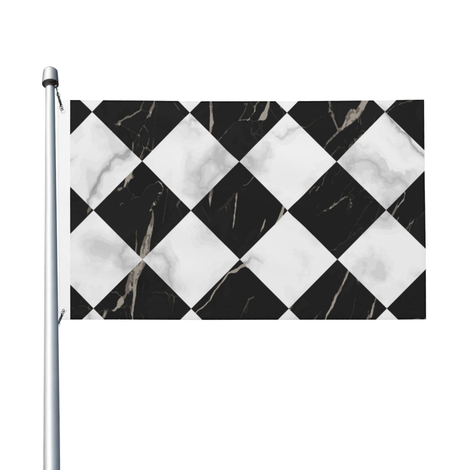Marble Check Diagonal Black White Flag 3X5 Ft Garden Yard House Flags ...