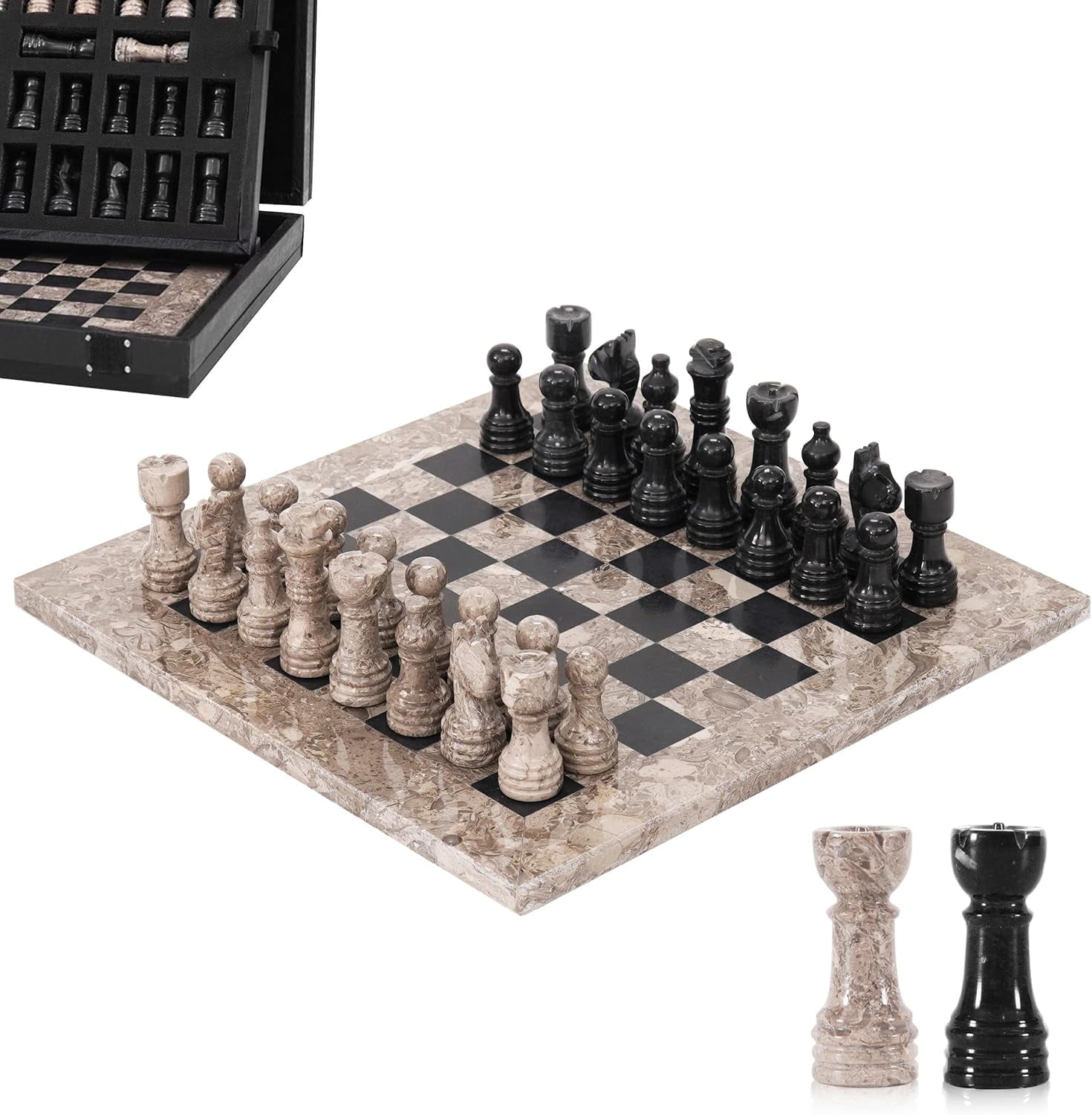 Radicaln 10" Oceanic and Black Marble Chess Set with Storage Box – Onyx ...