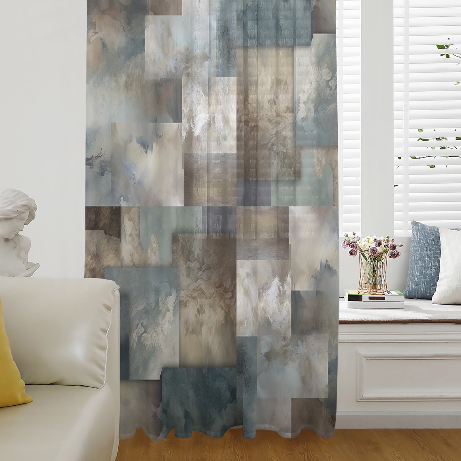 Marble Cloud,Abstract Minimalist Geometric Cube Window Curtain 72 ...