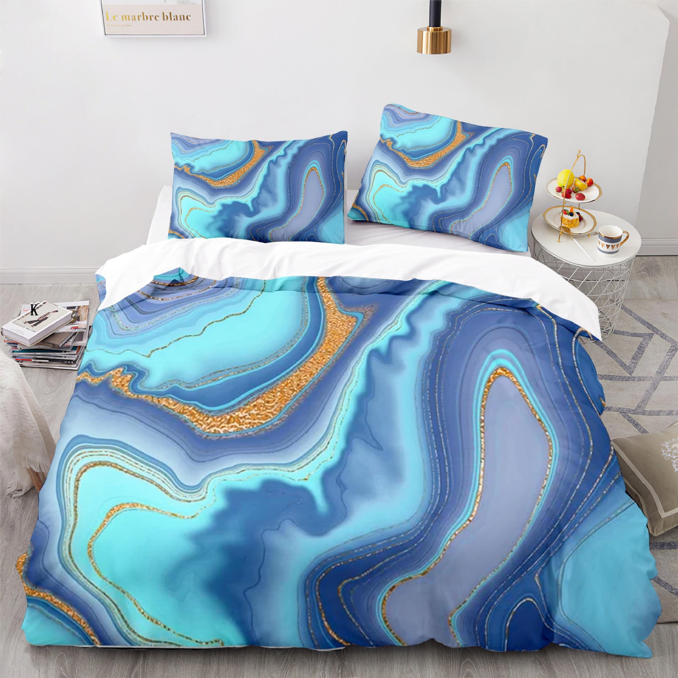 Marble Comforter Set Twin Full Queen King Size 3 Pieces Marble Printed ...