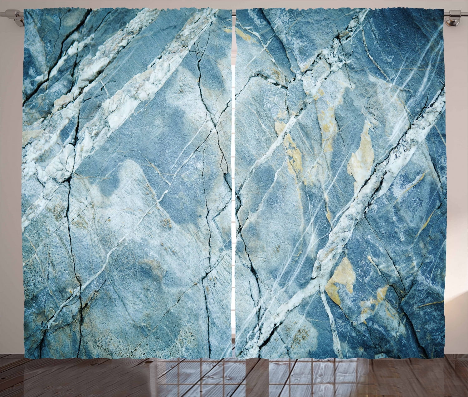 Ambesonne Marble Print Curtains 2 Panel Set, Granite Stone, 108" x 84 ...