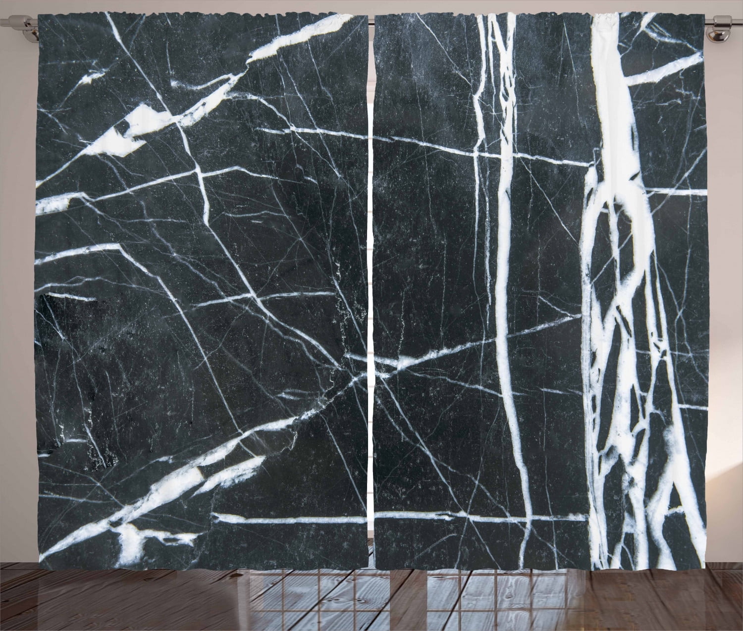 Ambesonne Marble Print Curtains 2 Panel Set, Grunge Natural Stone, 108 ...