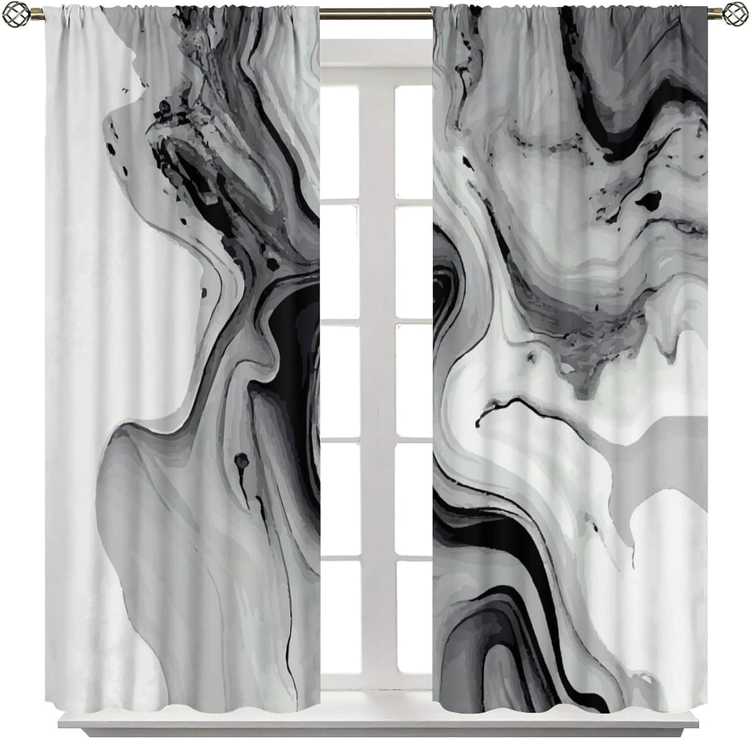 Marble Curtains, Black and White Gray Marble Modern Ink Abstract ...