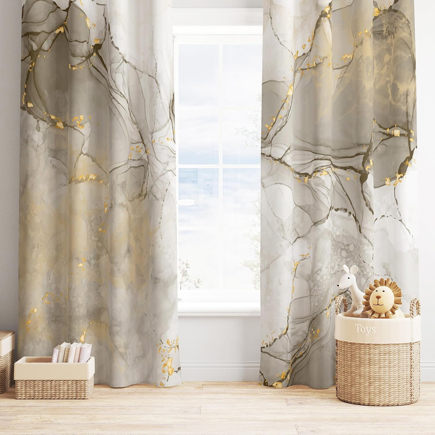 Marble Curtains, Ombre Marble Texture Abstract Window Treatments for ...