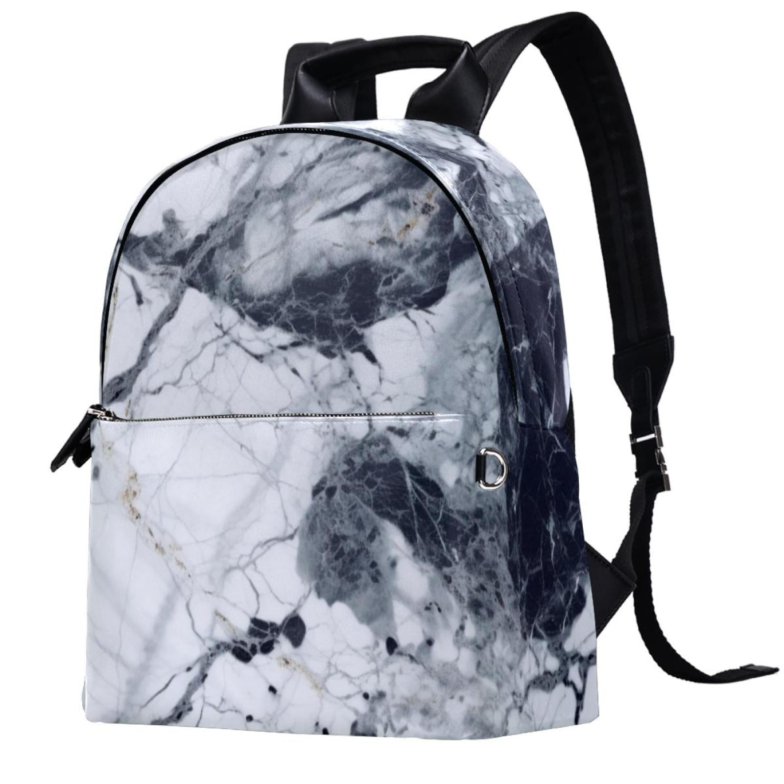 Marble Cute Leather Backpack Travel Bag Lightweight Large Capacity ...