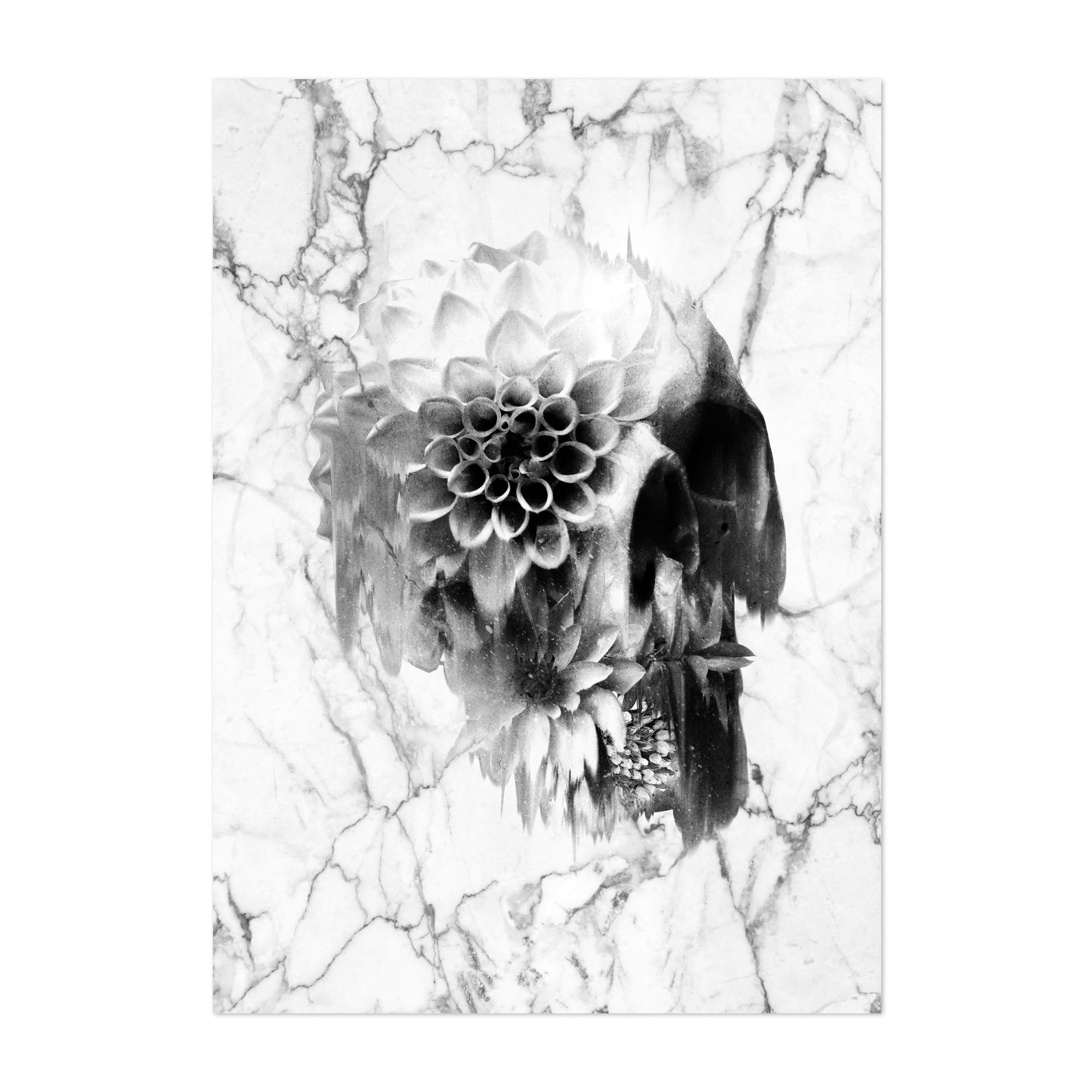 Marble Decay Skull - Illustration Unframed Wall Art Print 24 x 36 ...