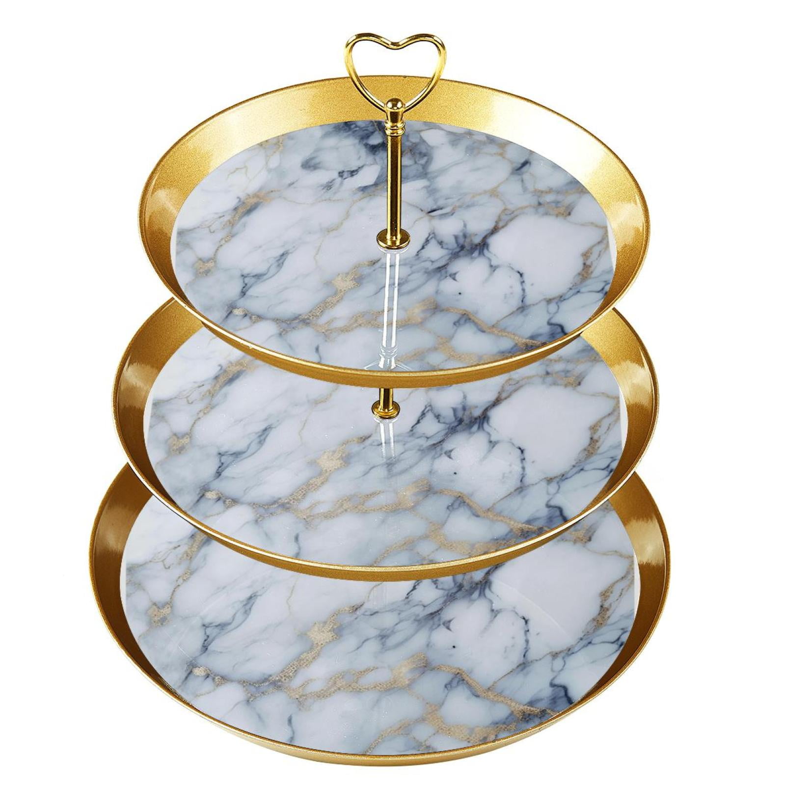 Marble Decorative Dessert Table Display Stand with Plastic Discs & Iron ...