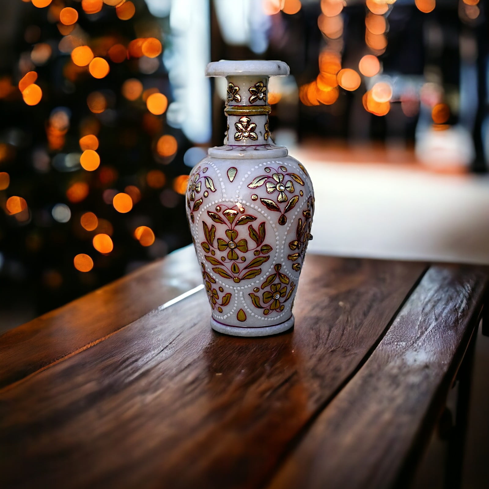 Marble Decorative Handmade Painted Flower Vase Pot Artifact Home Accent ...