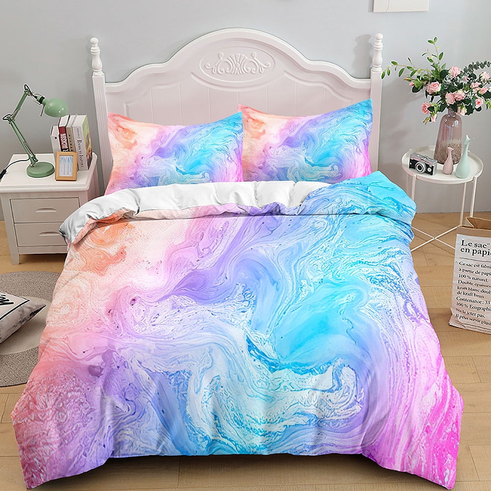 Marble Decorative Kids Duvet Cover Sets, Luxurious Quicksand Art Soft ...