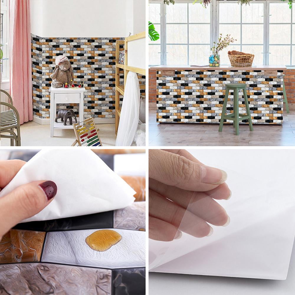 Marble Decorative Wallpaper Peel and Stick PVC 3D Tile Wall Stickers 10 ...