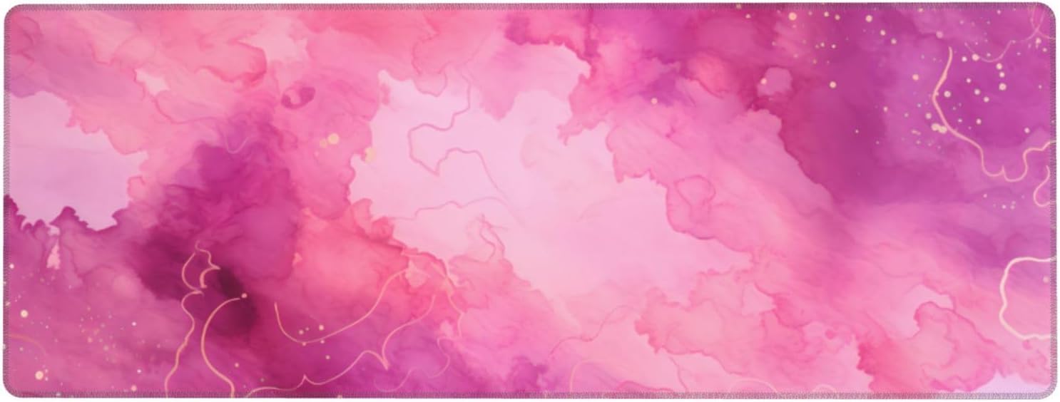 Marble Design Gaming Mouse Pad - Purple Pink Marbled Mouse Pad 31.5x11 ...