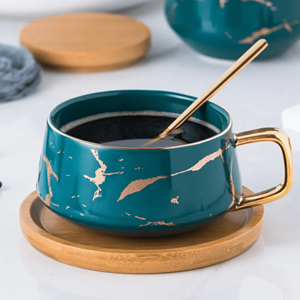 Marble Design Tea and Coffee Cup, Saucer and Spoon set - Walmart.com