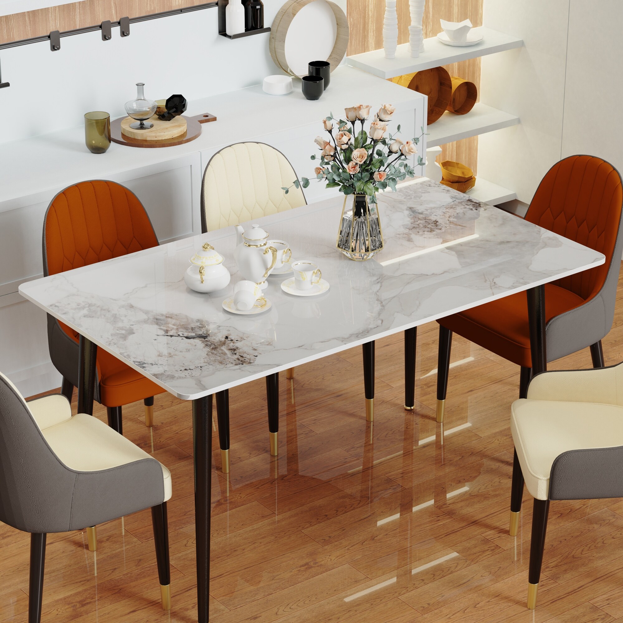 Marble Dining Table Large Dining Table Rectangular Sintered Stone Top ...