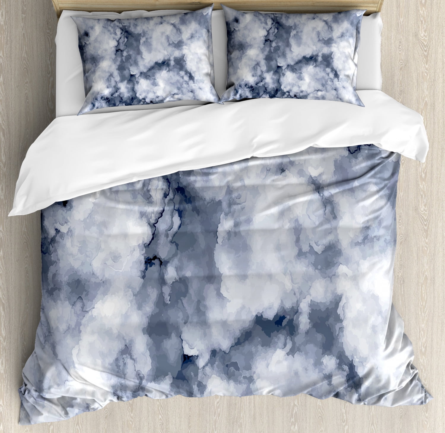 Marble Duvet Cover Set Queen Size, Cloudy Stylized Artistic Marble ...