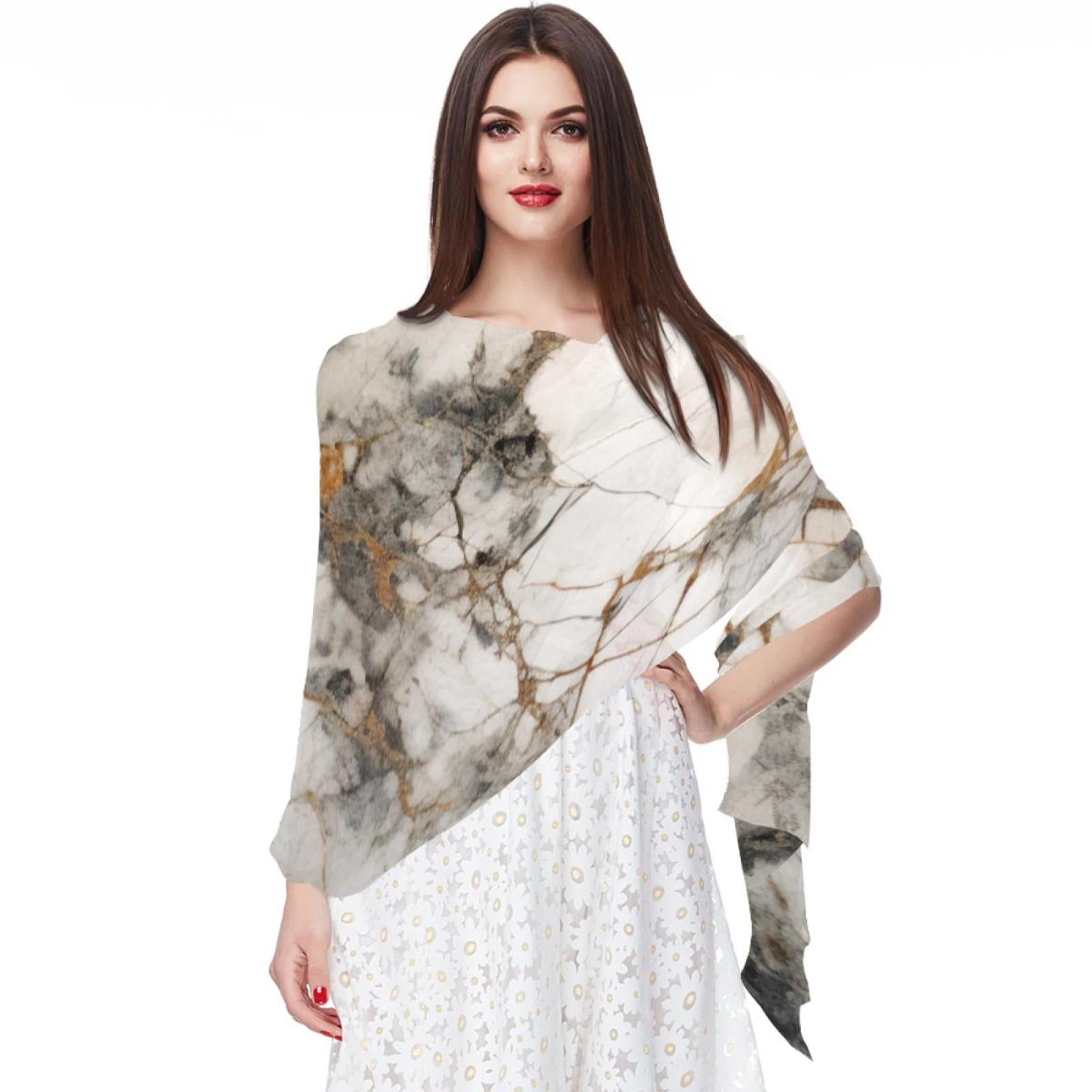 Marble Elegant Chiffon Yarn Silk Scarf for Women - Translucent and ...