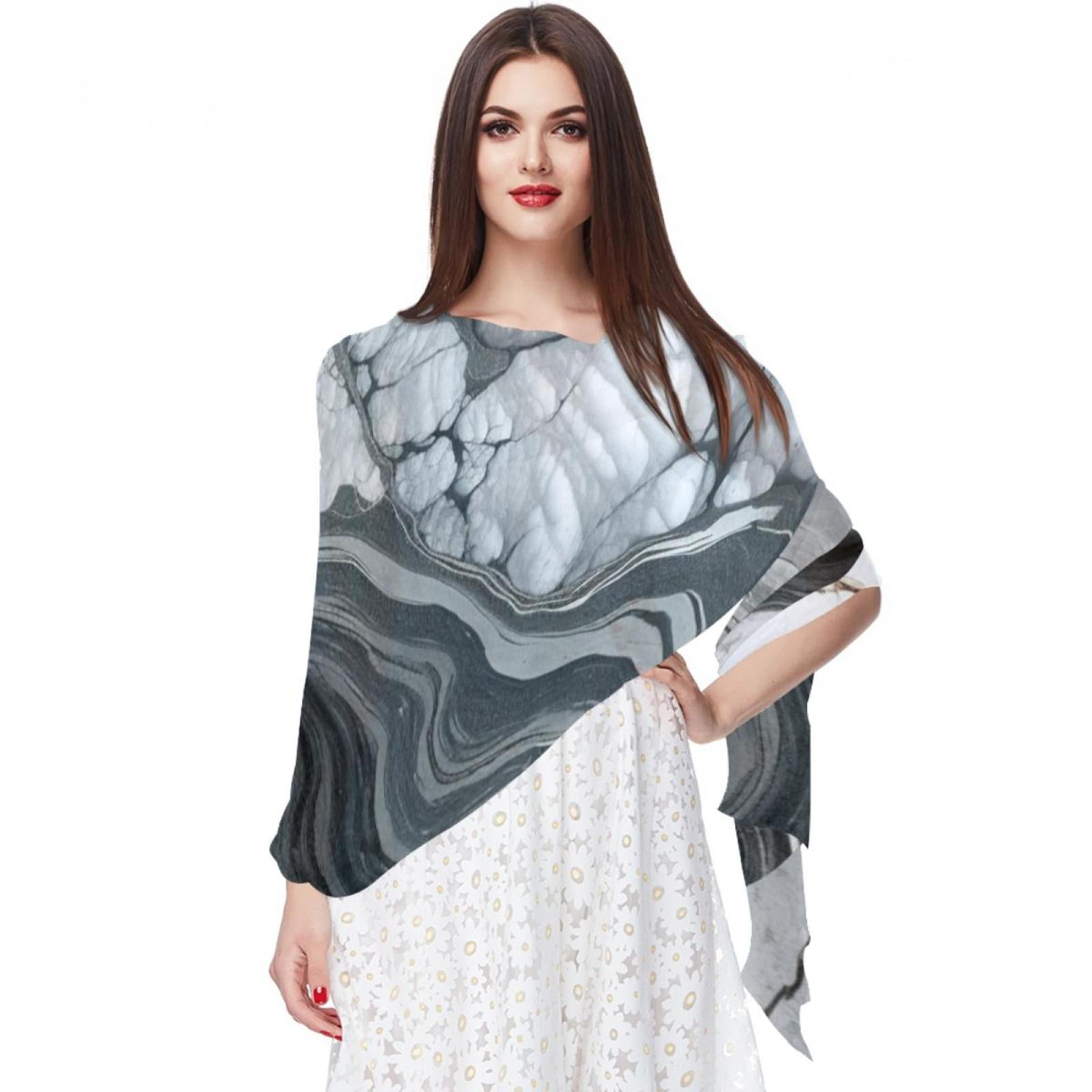 Marble Elegant Chiffon Yarn Silk Scarf for Women - Translucent and ...