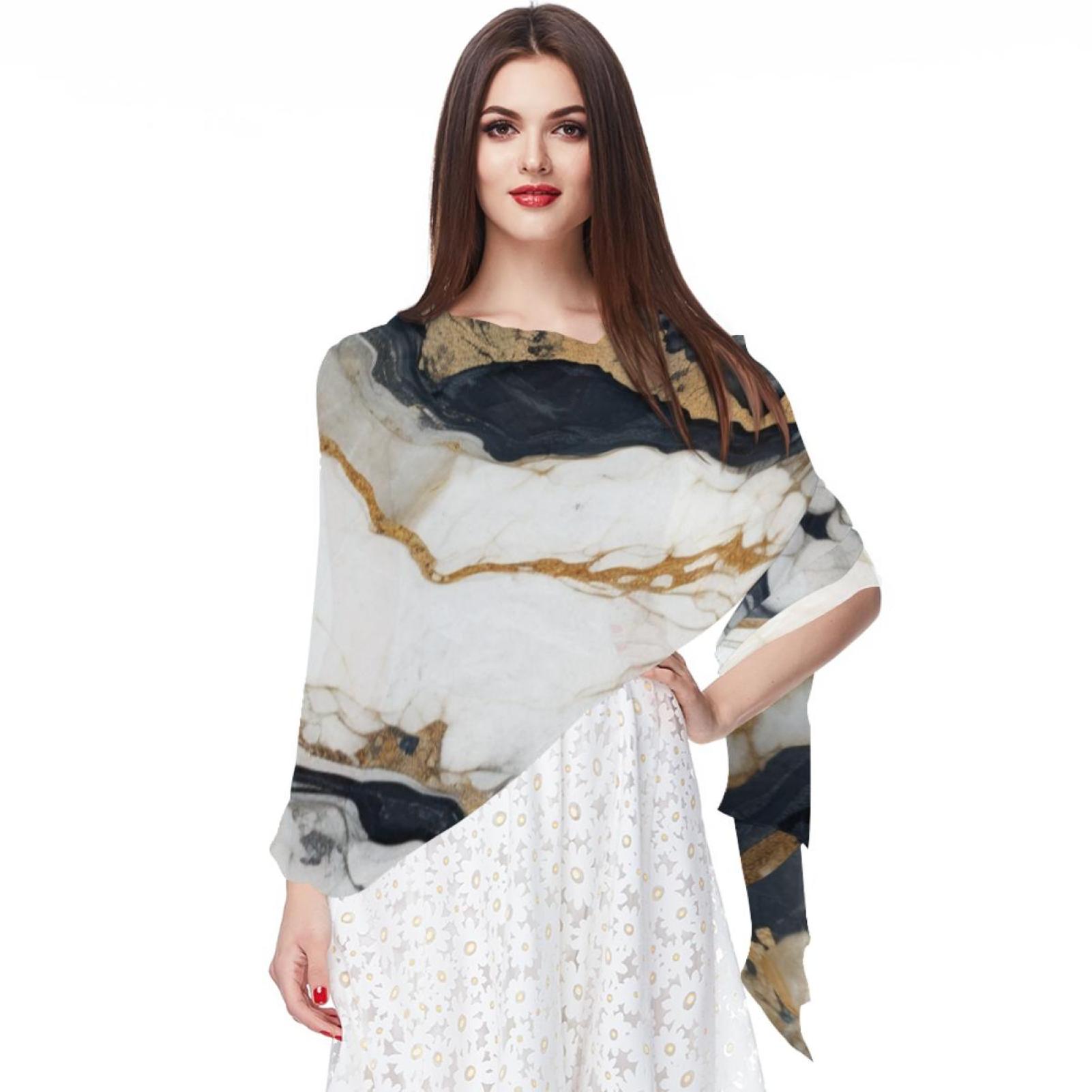 Marble Elegant Translucent Chiffon Hair Scarf | Light & Breathable Silk ...