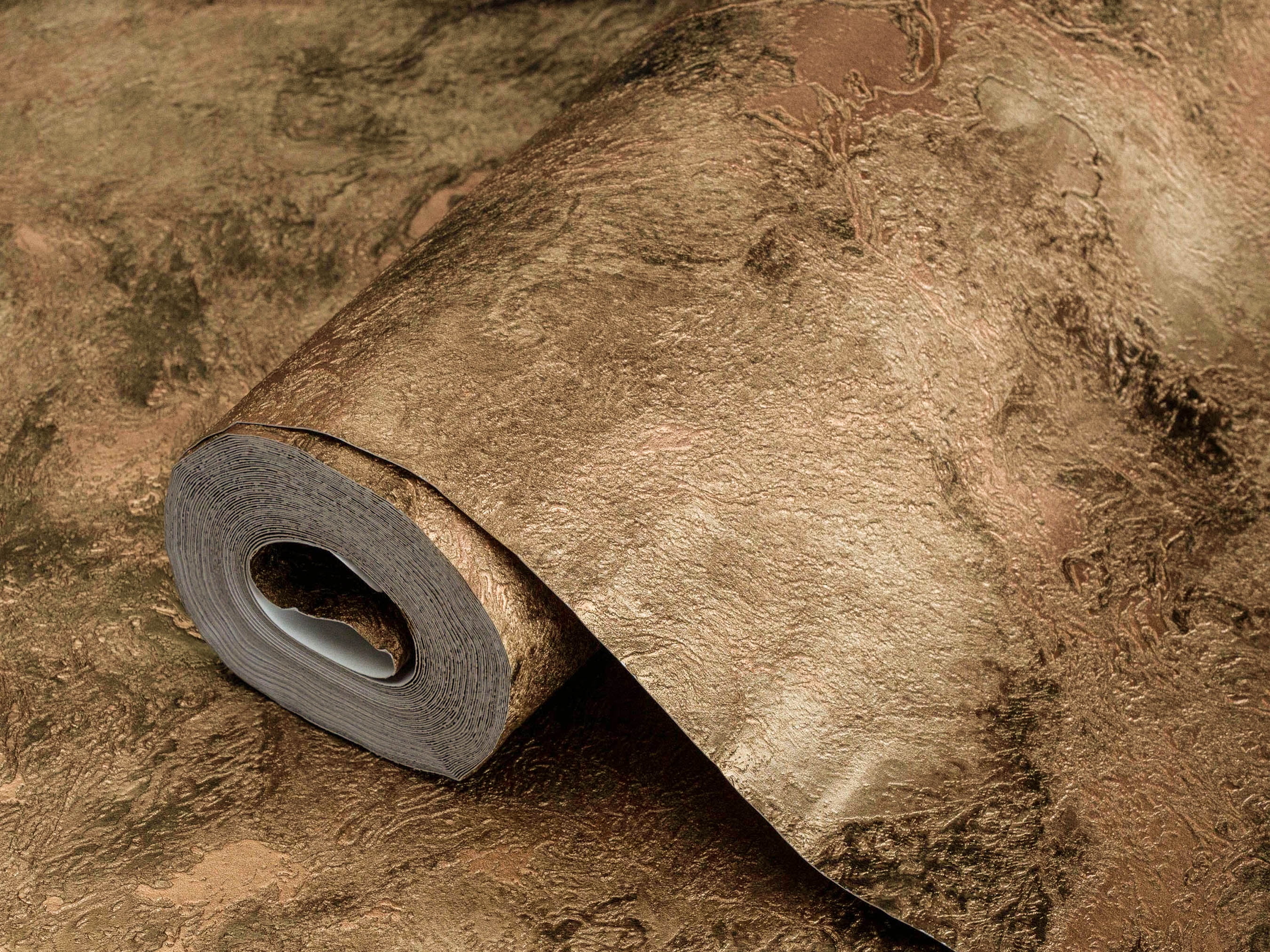 Marble Embossed Wallpaper, Rich Textured Brown Color Roll, 41.7”W X 393 ...