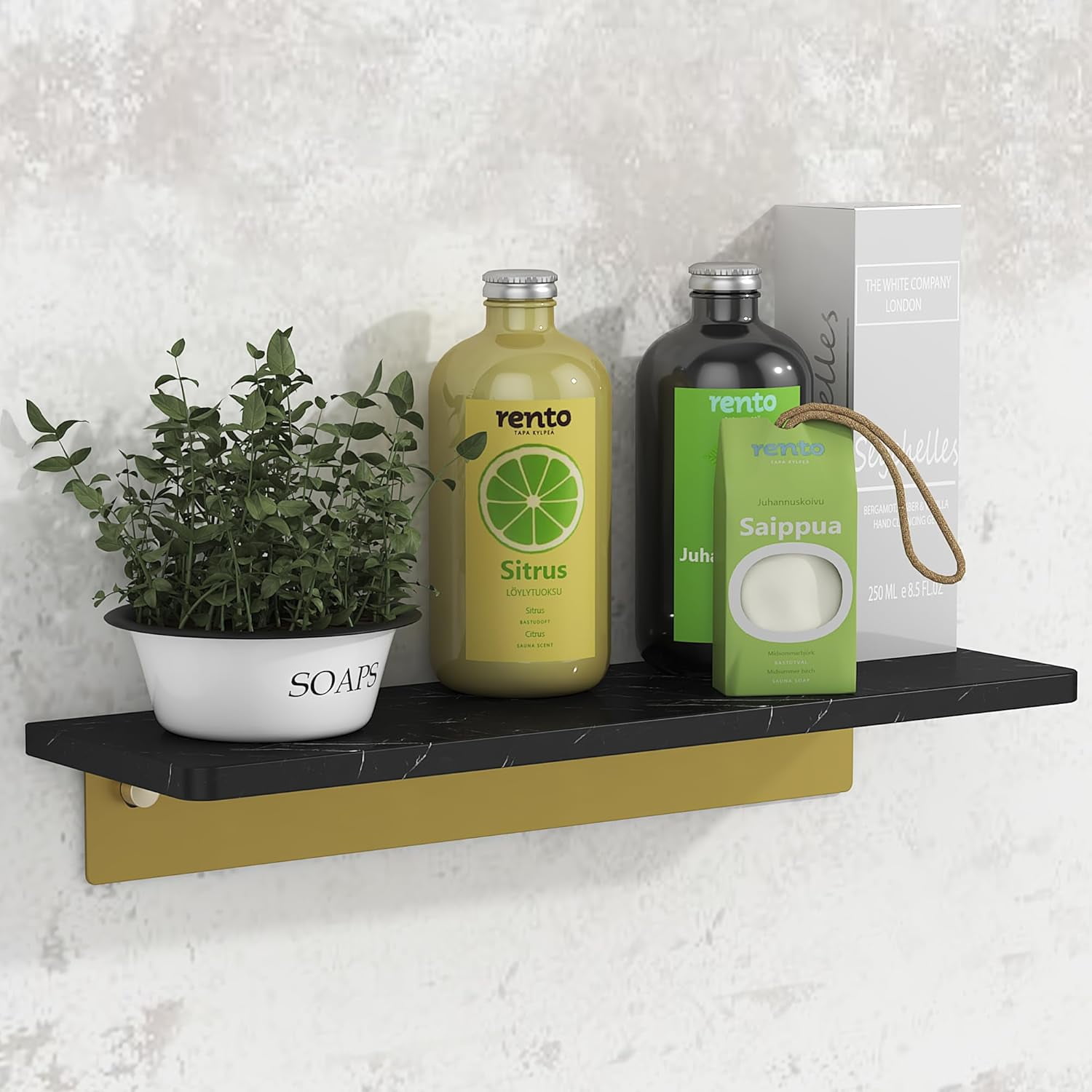Marble Floating Shelves for Wall, Sturdy Modern Bathroom Shelf ...