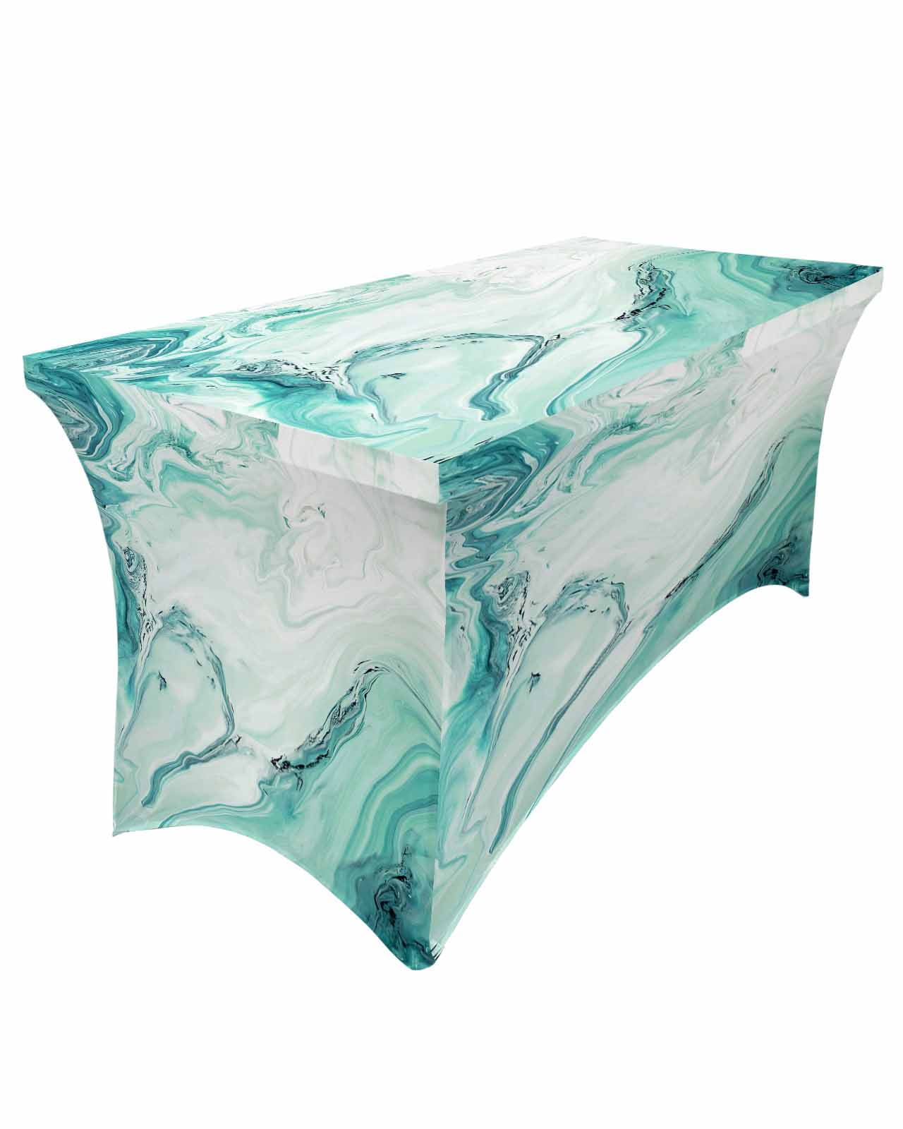 Marble Fluid Texture Blue Green Rectangular Elastic Table Skirt Wedding ...