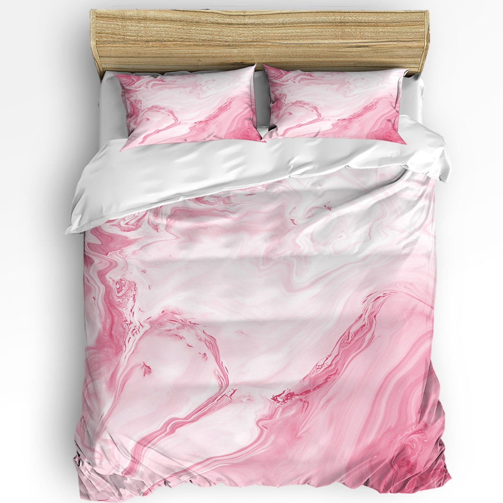 Marble Fluid Texture Pink 3pcs Duvet Cover Set Pillow Case Bedroom ...