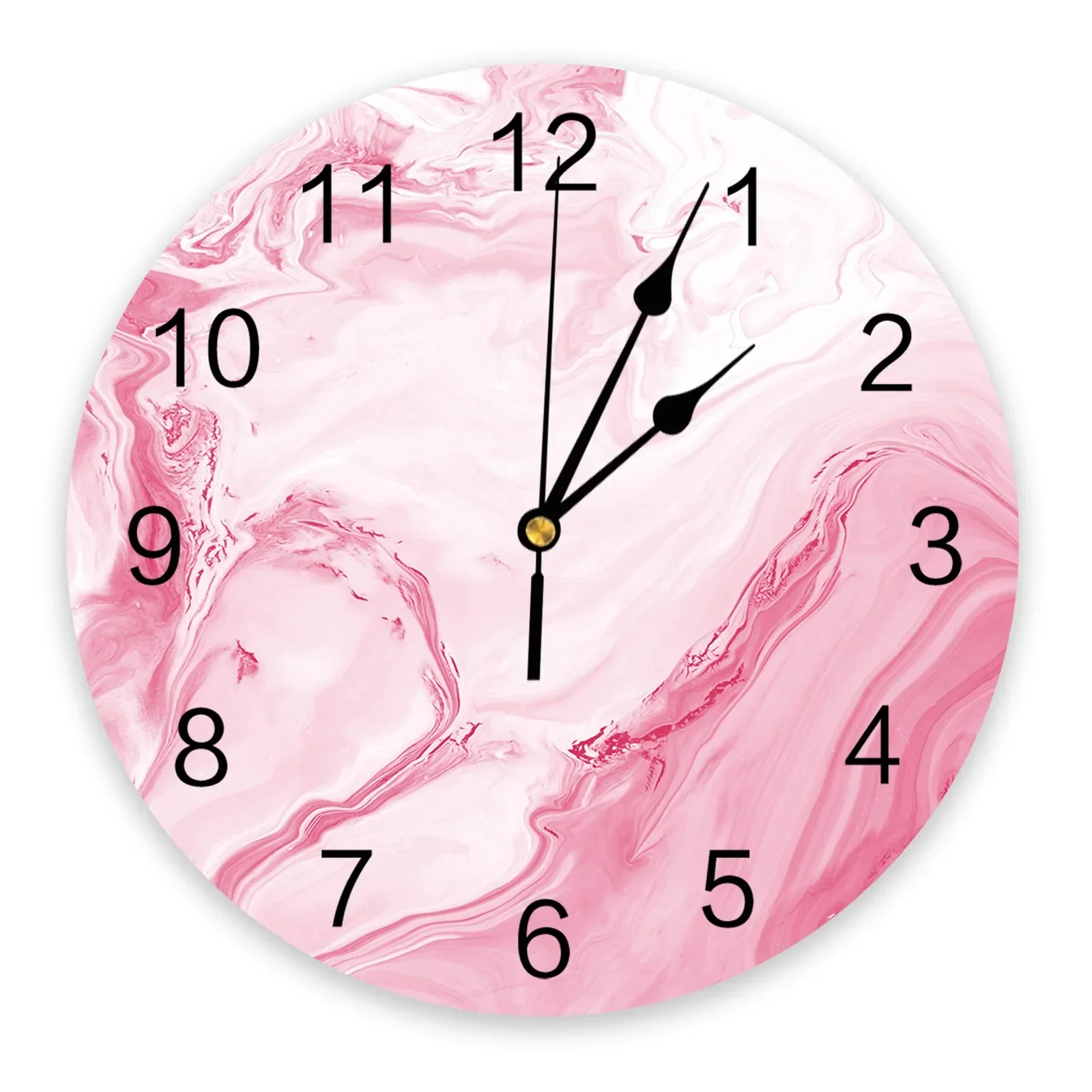 Marble Fluid Texture Pink Wall Clocks Silent Living Room Decoration ...