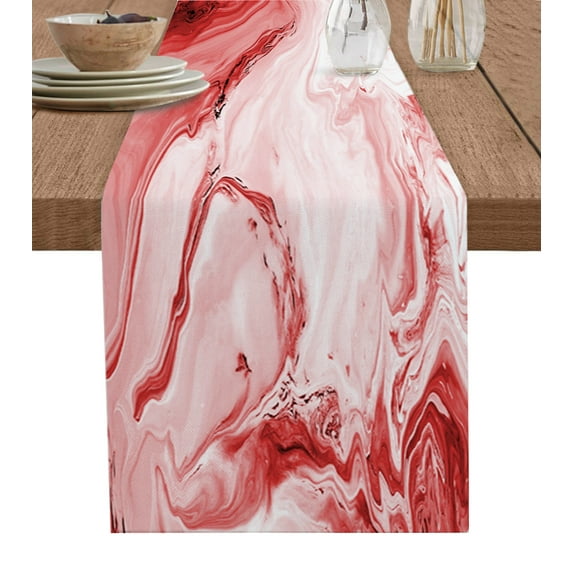 Marble Fluid Texture Red Table Runner ration Home r Dinner Table ration ...