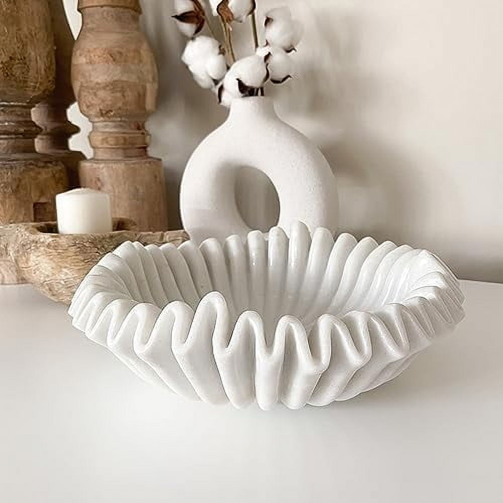 Marble Fluted Bowl (6 Inches), Marble Ruffle Bowl, Marble Scallop Bowl ...
