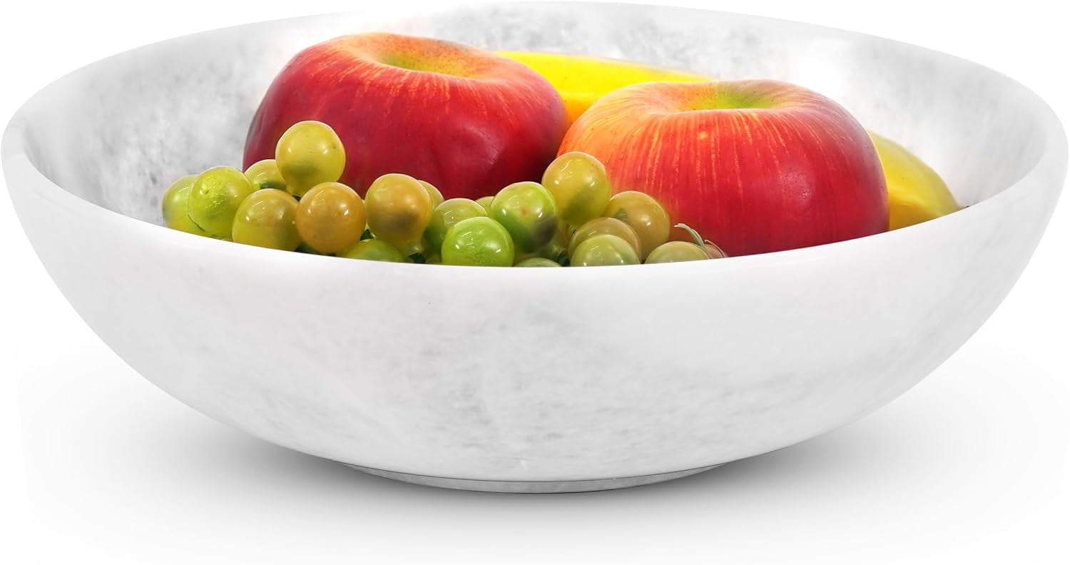 Marble Fruit Bowl 10" Inches White Handmade Fruits Serving Bowl For ...